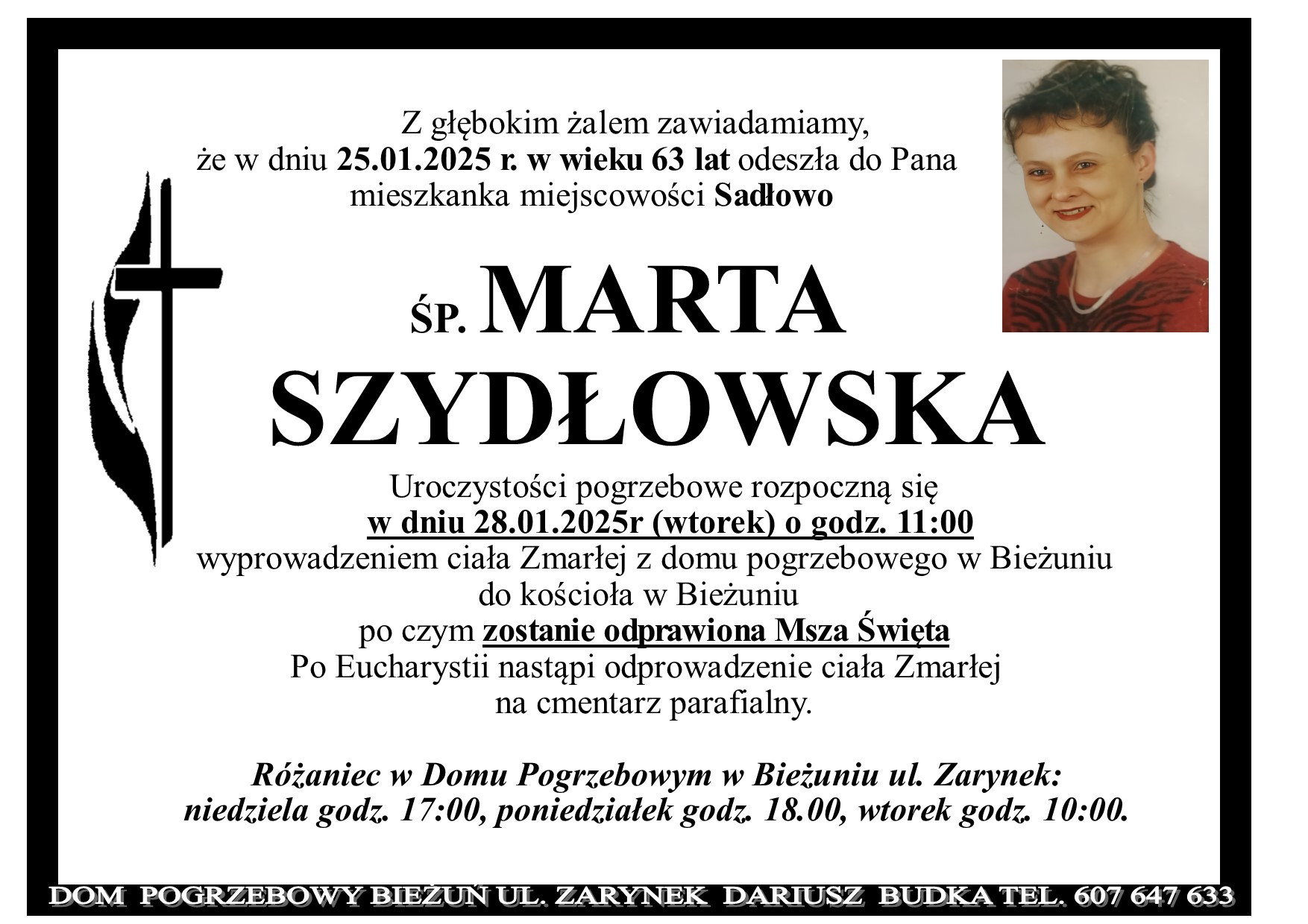 Nekrologi 2024/2025 - Dariusz Budka Zakład pogrzebowy